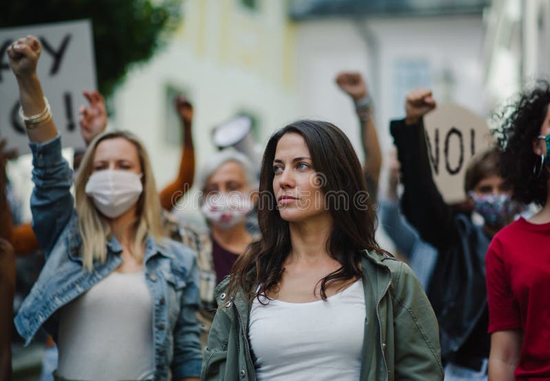 Group of People Activists Protesting on Streets, Demonstration and ...