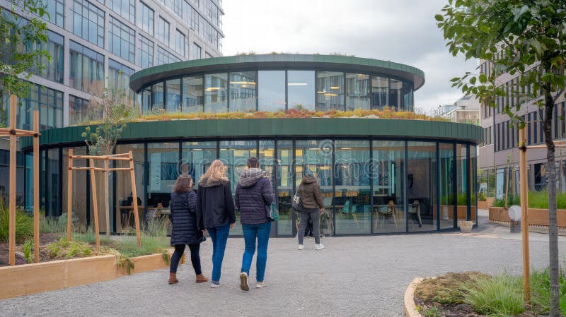 Group of People Approaching Modern Workspace Stock Photo - Image of ...