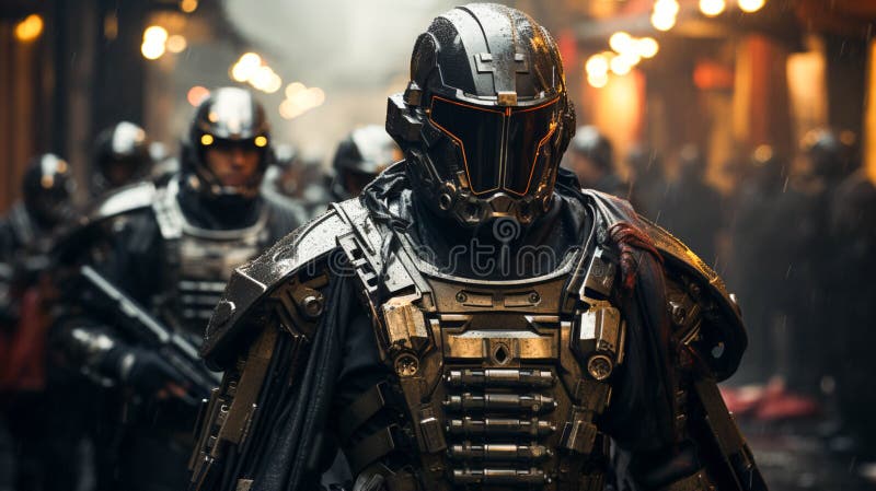 A Group of People in Armor Holding with Guns Stock Image - Image of ...