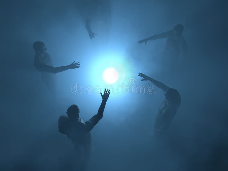 People go to the light stock illustration. Illustration of clouds ...