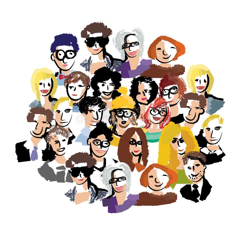 Faces in the Crowd stock illustration. Illustration of diversity - 3160791