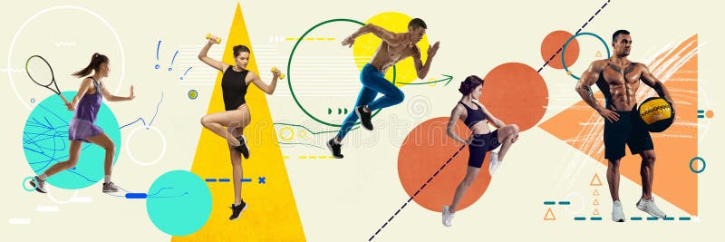 Group of People, Athletes on Different Kind of Sports in Motion ...