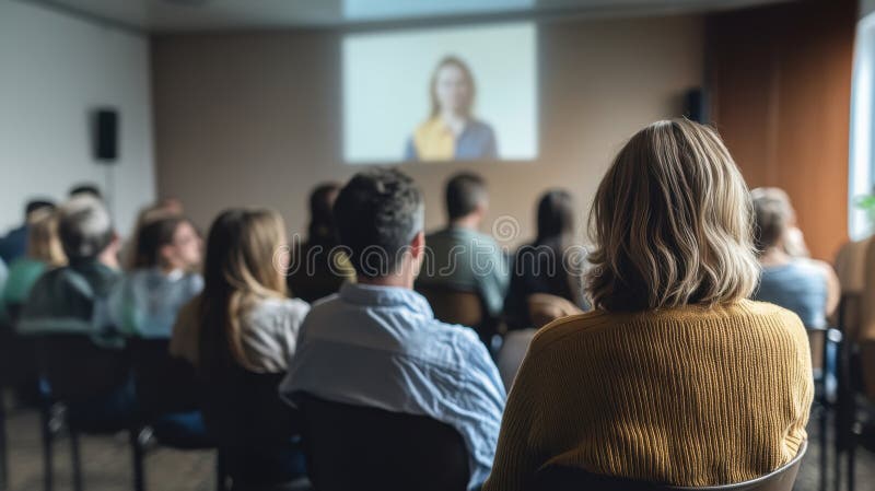 Group of People Attending a Presentation in a Conference Room Setting ...