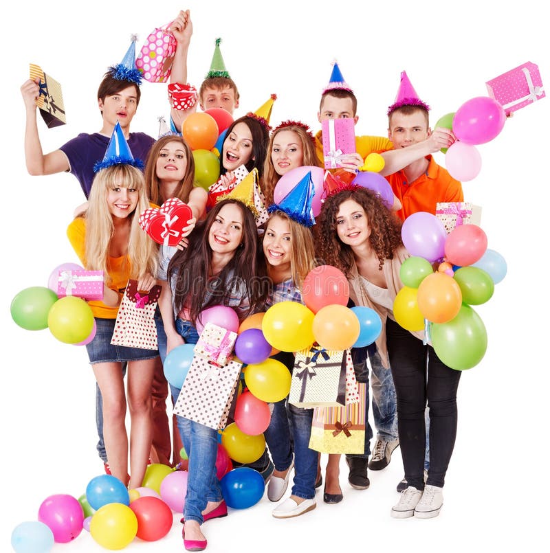 Group People with Balloon on Party. Stock Image - Image of beautiful ...