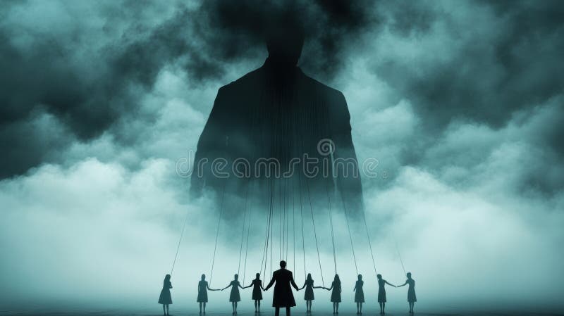 A Group of People are Being Pulled by Strings from a Giant Man, AI ...
