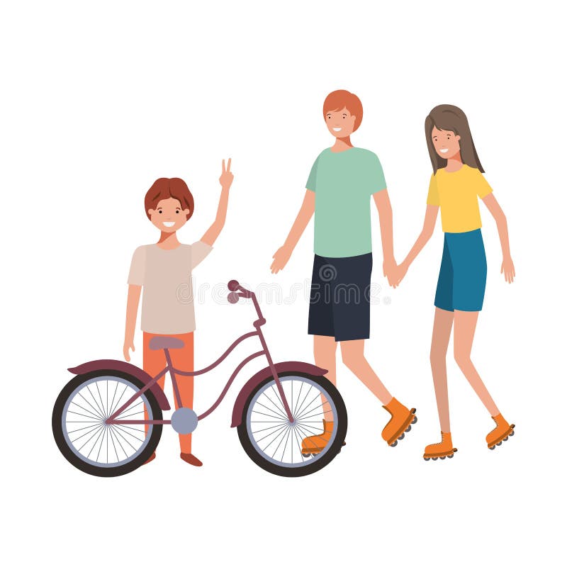 Group of People with Bicycle Avatar Character Stock Vector ...