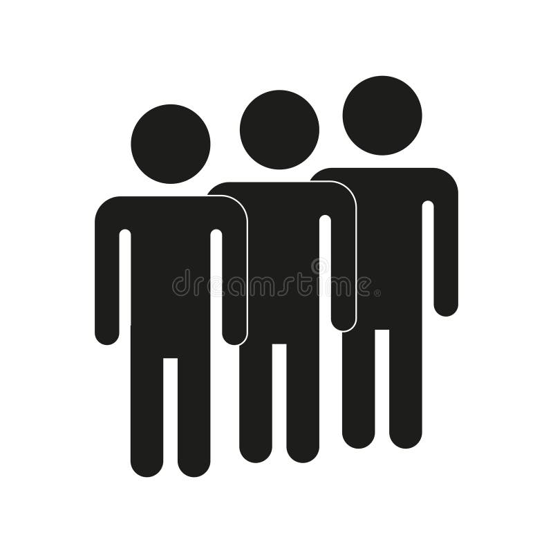 Group of People. Black Silhouette Figures. Standing Together. Vector ...