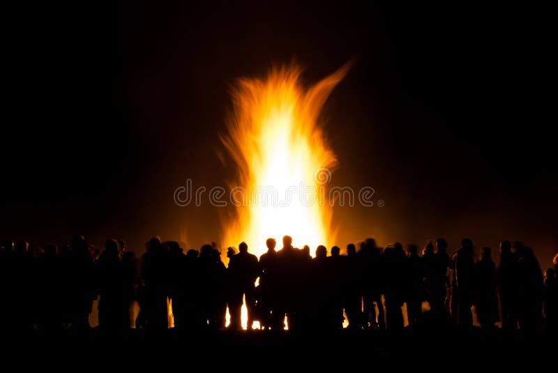 Group of people at bonfire stock photo. Image of standing - 69176972