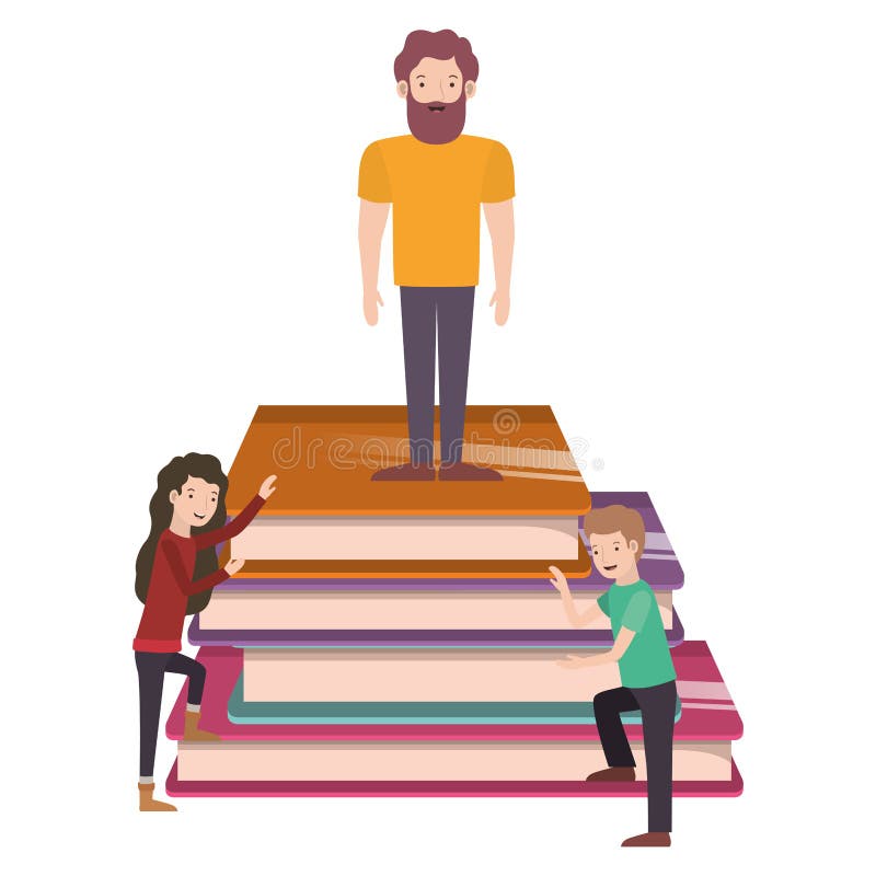 Group of People with Books Avatar Character Stock Vector - Illustration ...
