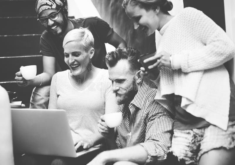 Group of People Browsing Internet Concept Stock Image - Image of device ...