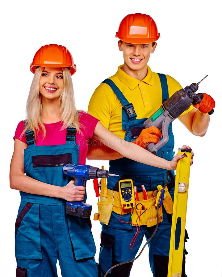 Group People Builder with Construction Tools Stock Image - Image of ...