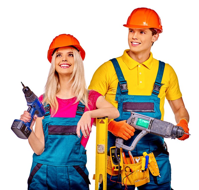 Group People Builder with Construction Tools Stock Photo - Image of ...