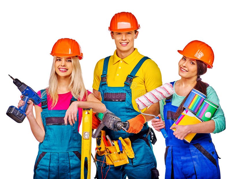 Group People Builder with Construction Tools Stock Image - Image of ...