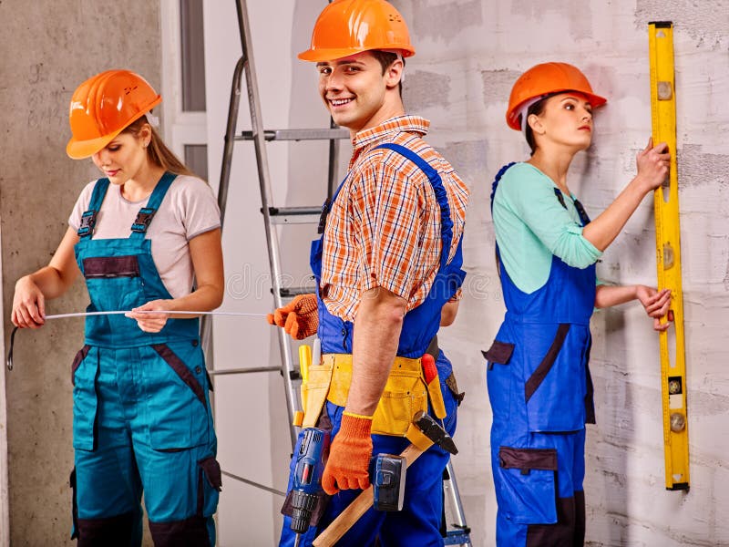 Group People in Builder Uniform Stock Image - Image of professional ...
