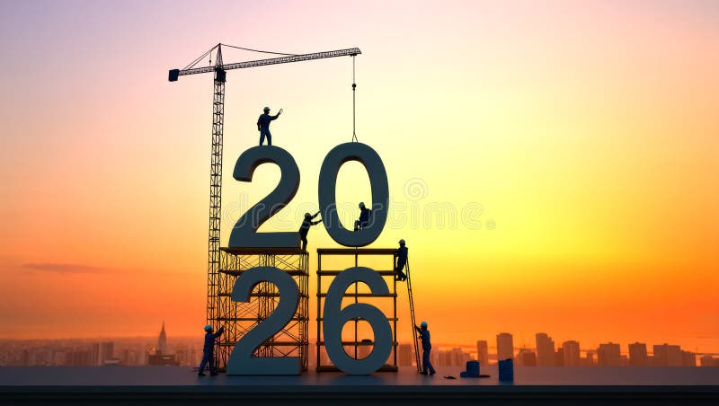 Group of People are Building a Structure with the Numbers 2026 on it ...