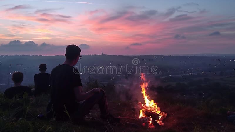 A Group of People Burn Fires in Nature Stock Photo - Image of artistic ...