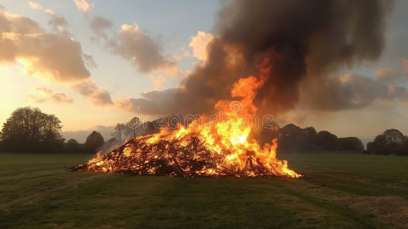 A Group of People Burn Fires in Nature Stock Photo - Image of warm ...
