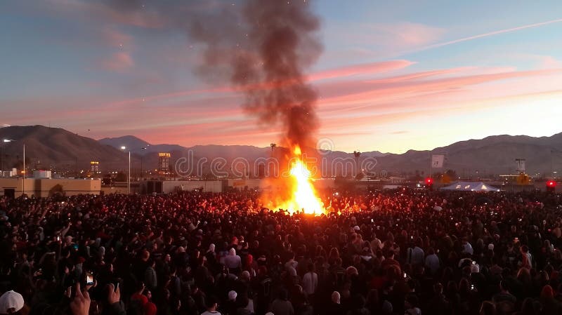 A Group of People Burn Fires in Nature Stock Photo - Image of tourists ...