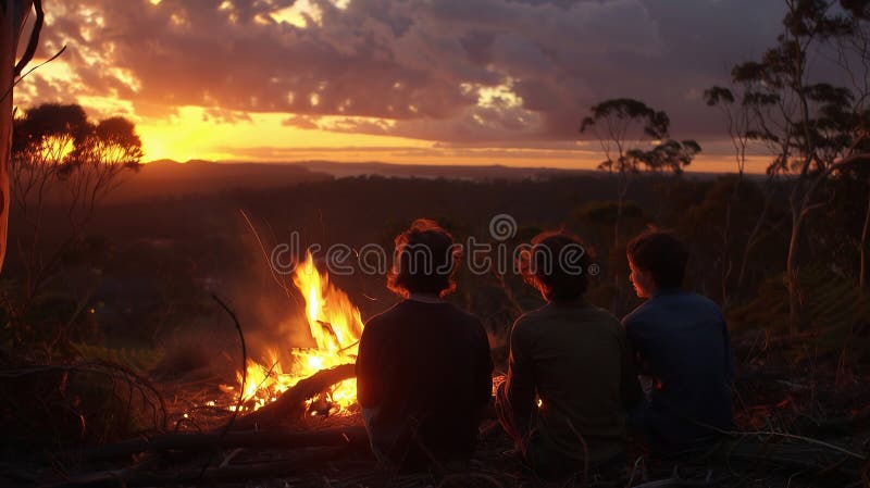 A Group of People Burn Fires in Nature Stock Photo - Image of face ...