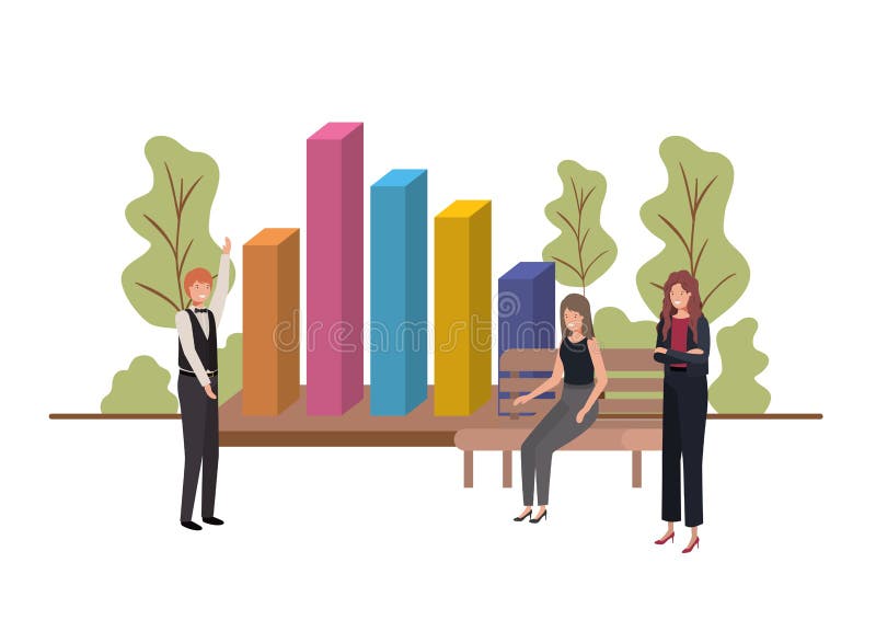 Group of People Business with Statistics Bars Stock Vector ...