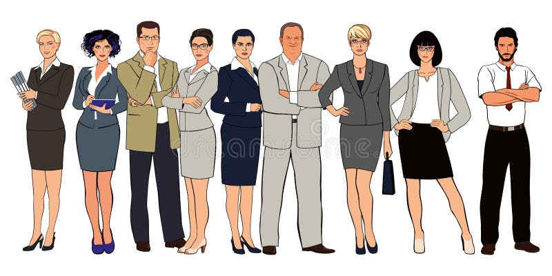 A Group of People in Business Suits Full Growth. Office Team Stock ...