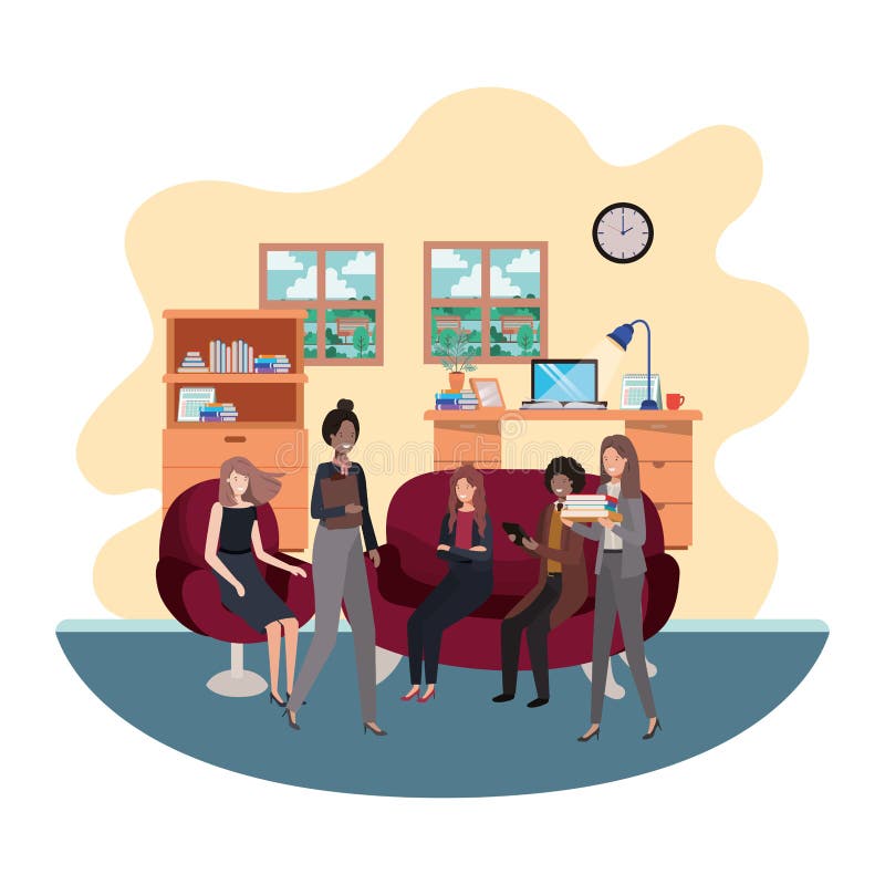 Group of People Business in the Work Office Stock Vector - Illustration ...