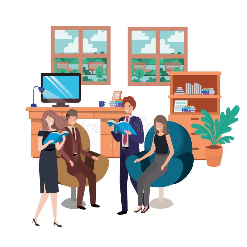 Group of People Business in the Work Office Stock Vector - Illustration ...