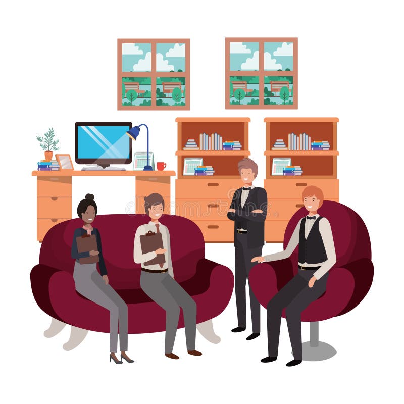 Group of People Business in the Work Office Stock Vector - Illustration ...