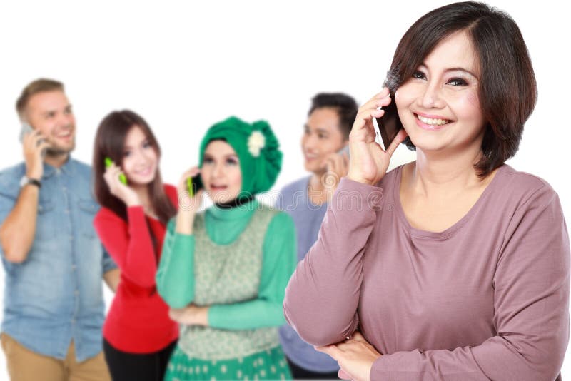 Group of People Calling Using Mobile Phone Stock Photo - Image of ...