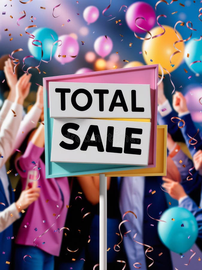 A Group of People are Celebrating a Sale with Balloons, AI Stock Image ...