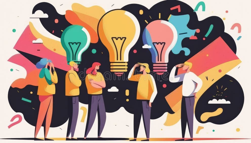 Group of People Characters are Thinking Analysis Strategy Idea. in the ...