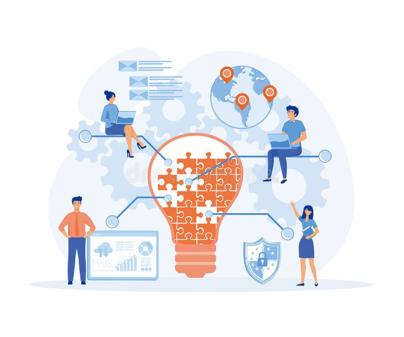 A Group of People Characters are Thinking Over an Idea. Stock Vector ...