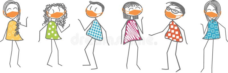 Characters with masks stock vector. Illustration of people - 182676382