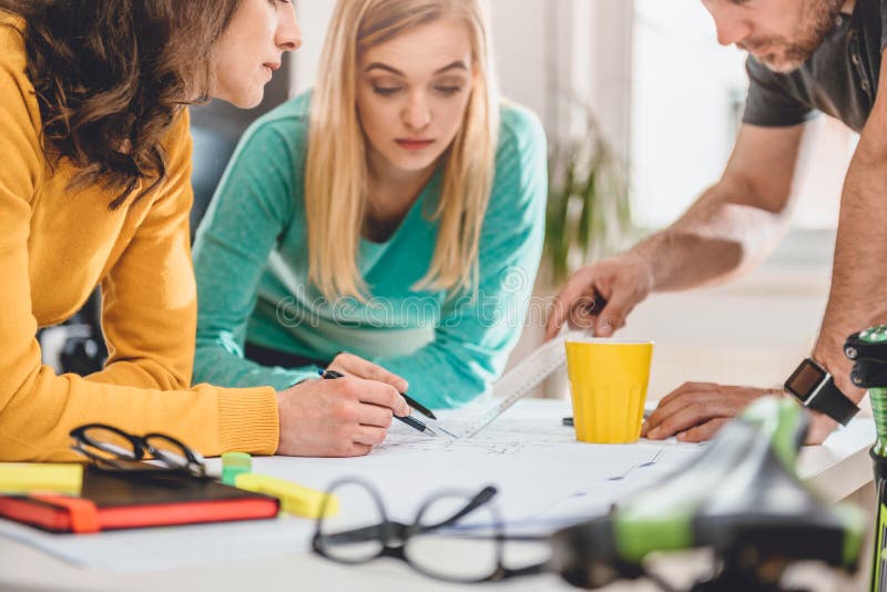 Group of People Checking Blueprints Stock Photo - Image of business ...