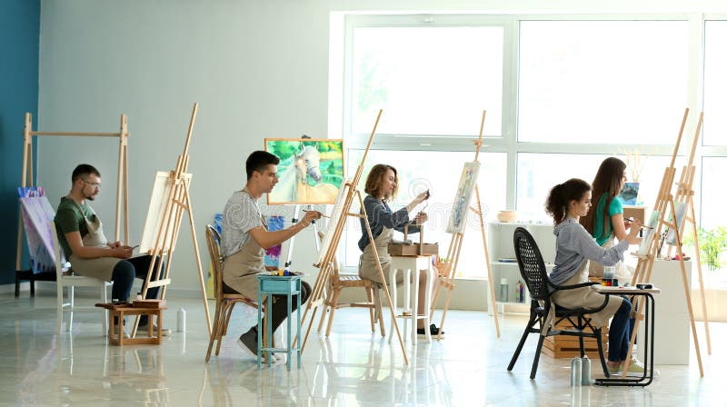 Group of People during Classes in School of Painters Stock Image ...