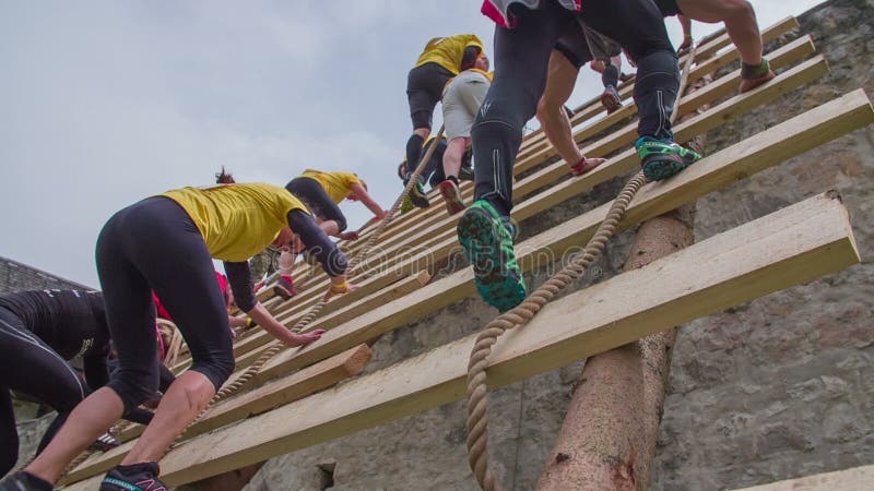 Group of People Climbing Down the Ladder Stock Footage - Video of ...