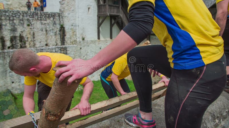 Group of People Climbing Down the Ladder Stock Footage - Video of ...