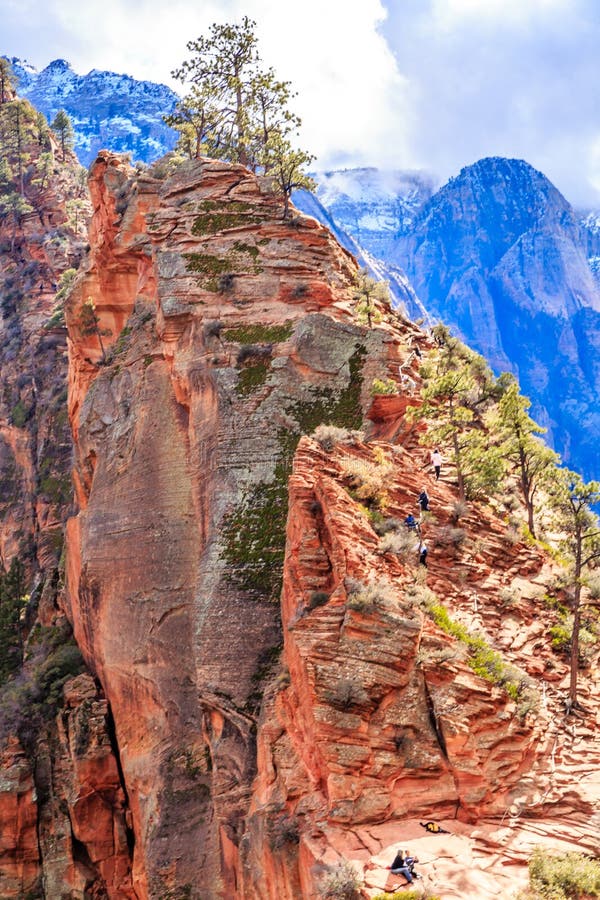 A Group of People are Climbing a Mountain Stock Photo - Image of canyon ...