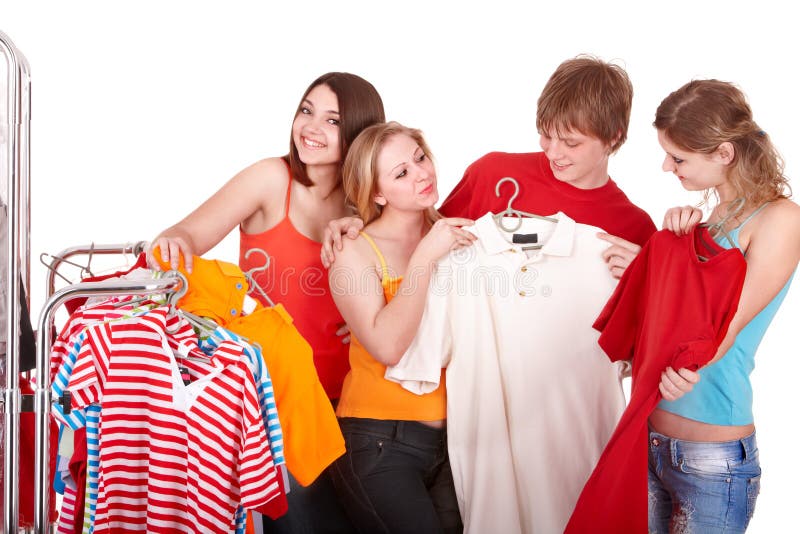Group People in Clothing Shop. Stock Photo - Image of isolated, sale ...