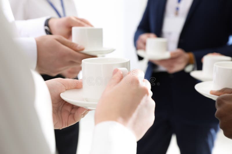 Group of People during Coffee Break, Closeup Stock Image - Image of ...