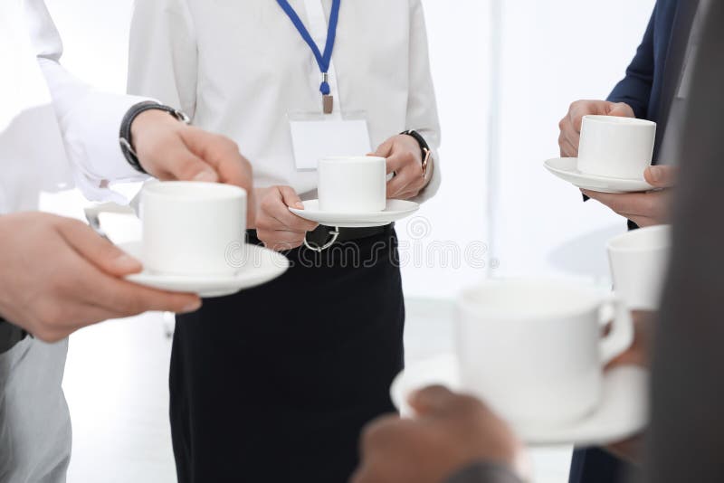 Group of People during Coffee Break, Closeup Stock Image - Image of ...