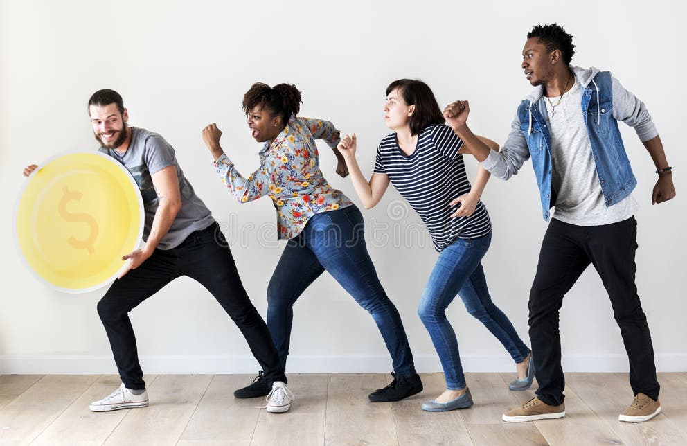Group of People with Coin Icon Stock Image - Image of exchange ...
