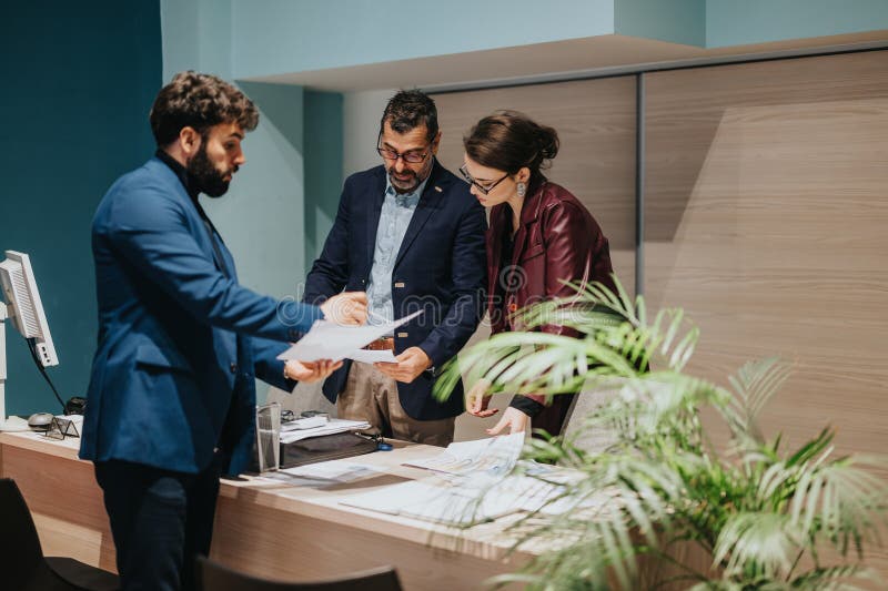 Group of People Collaborating in a Modern Office Workspace Stock Photo ...