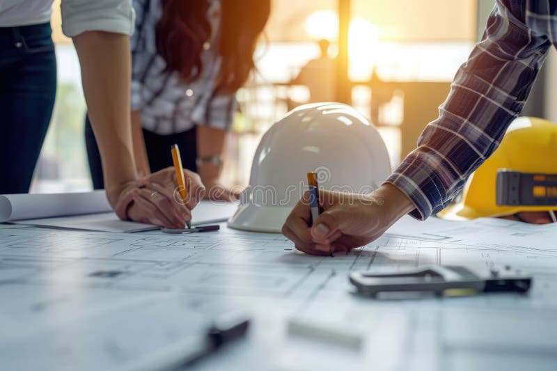 Group of People Collaborating on a Project, Architects and Engineers ...