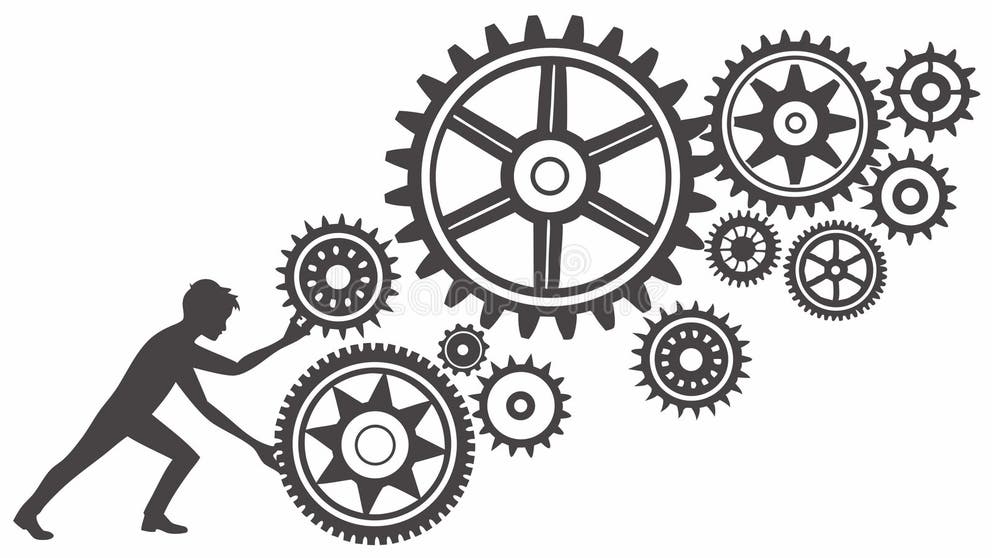 Team Working with Gears, Collaborative Problem Solving, Vector Design ...