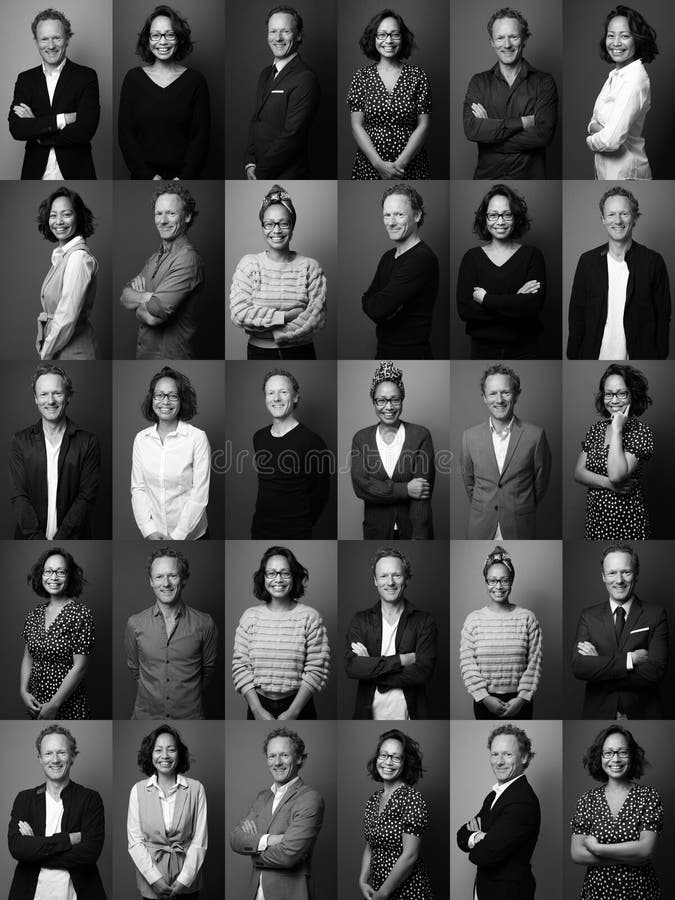 Group of People in a Collage Stock Image - Image of focused, enjoyment ...