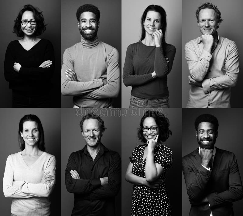 Group of People in a Collage Stock Image - Image of overexcited, happy ...