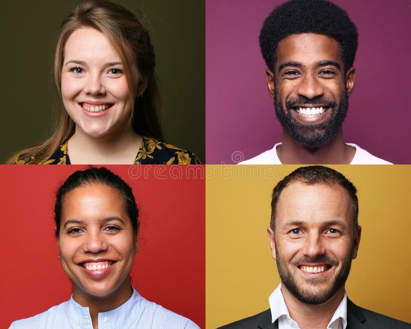 Group of People in a Collage Stock Image - Image of focused ...