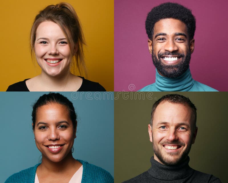 Group of People in a Collage Stock Image - Image of focused ...