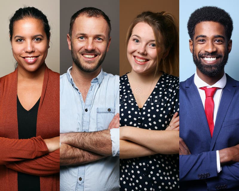 Group of People in a Collage Stock Image - Image of focused ...
